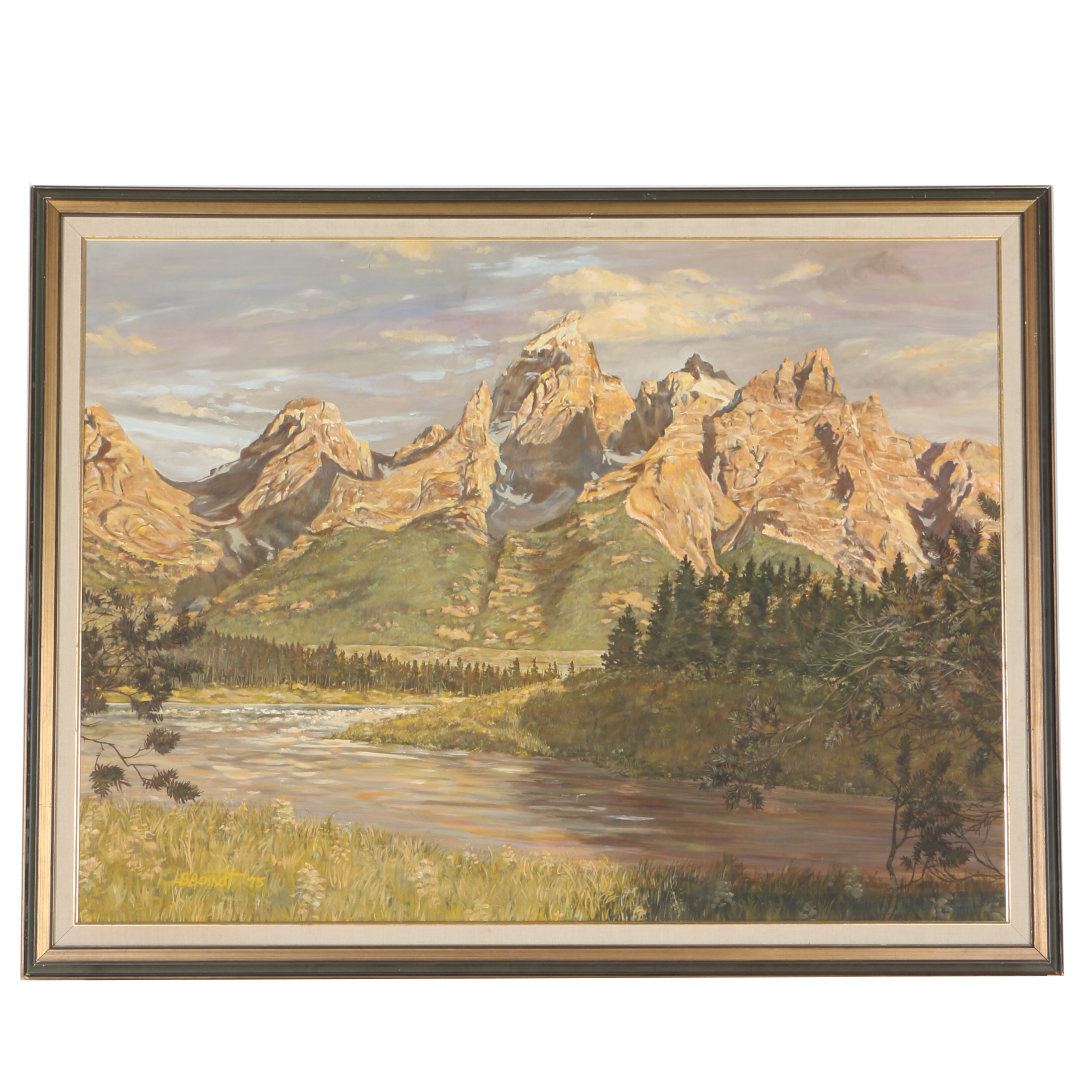 L.B. Bennett 1975 Signed Oil Painting "Spring Grand Tetons" | EBTH