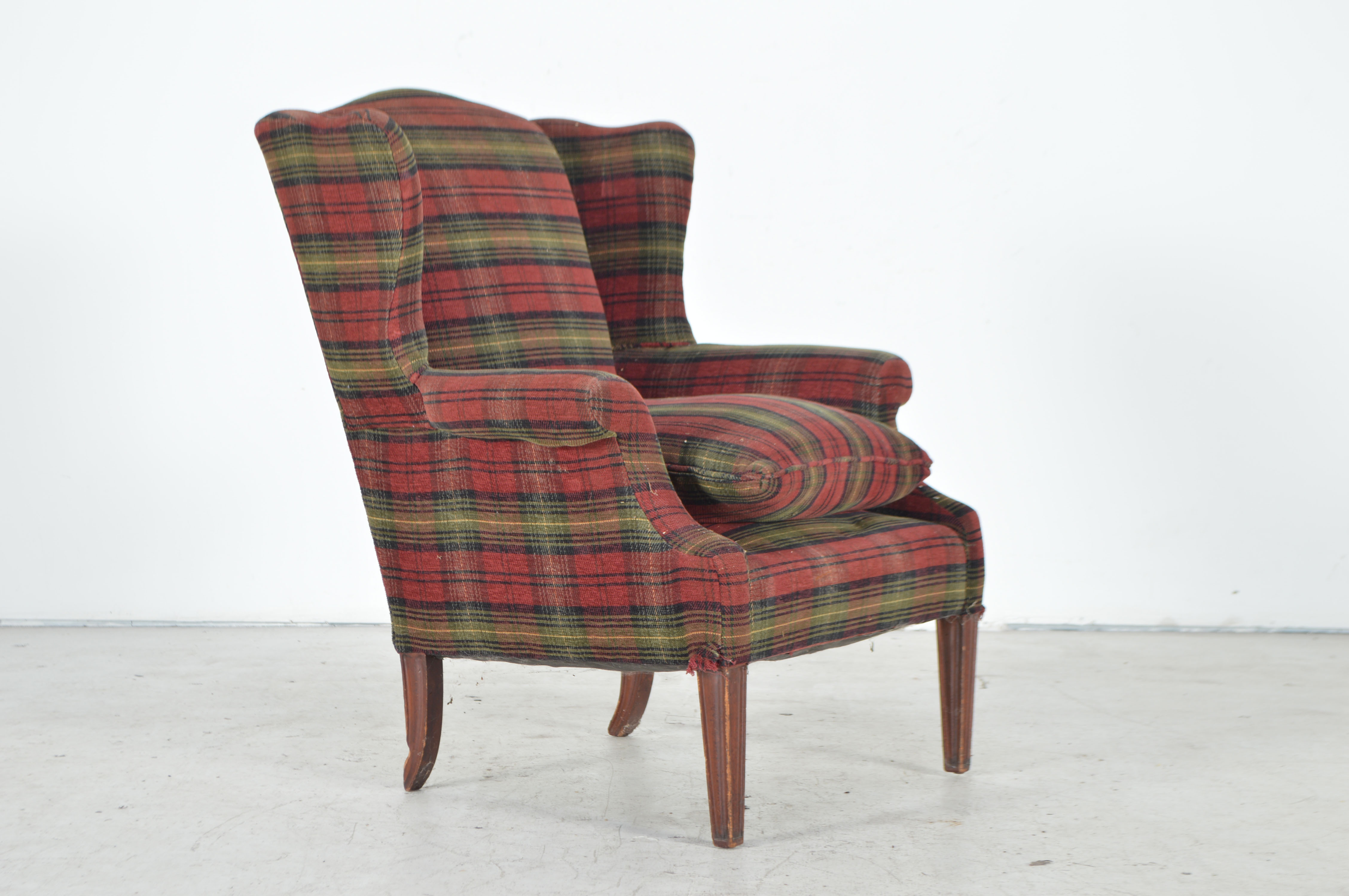 Plaid Wingback Chair | EBTH