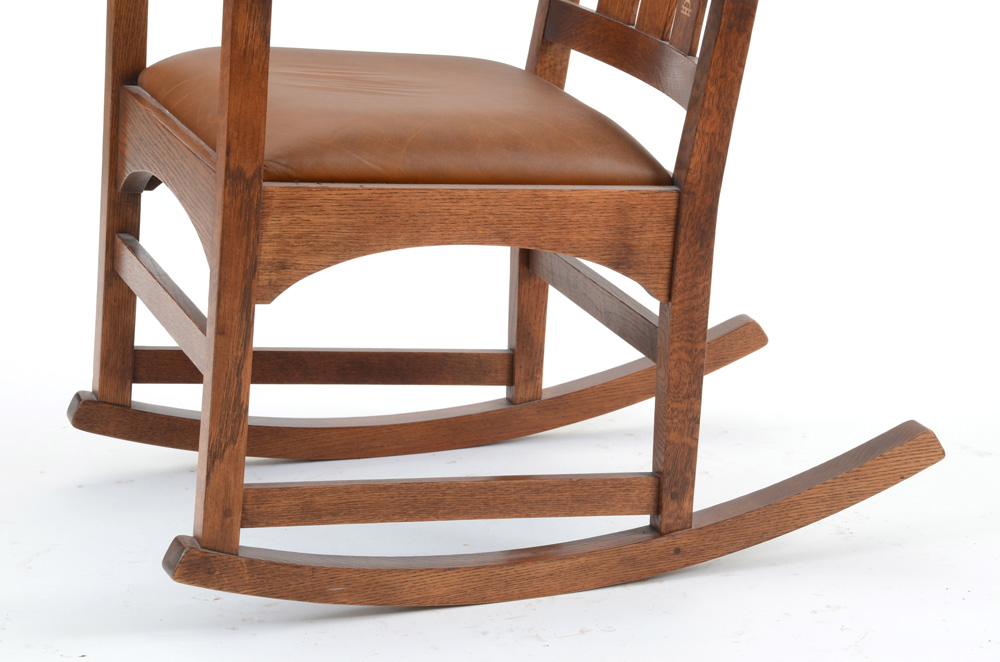 Stickley Inlaid Oak Harvey Ellis Rocking Chair | EBTH