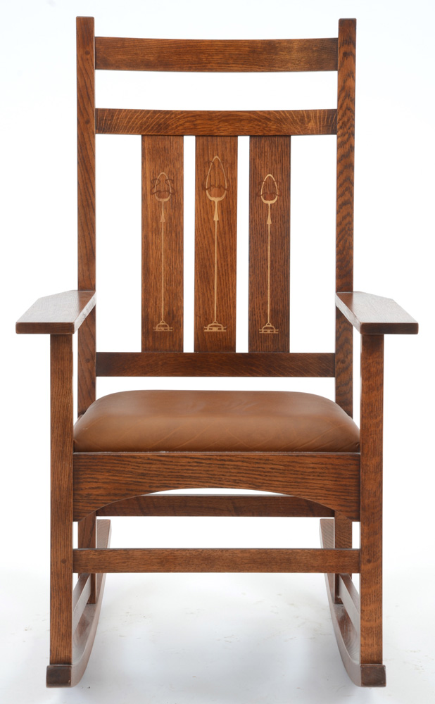 Stickley Inlaid Oak Harvey Ellis Rocking Chair | EBTH