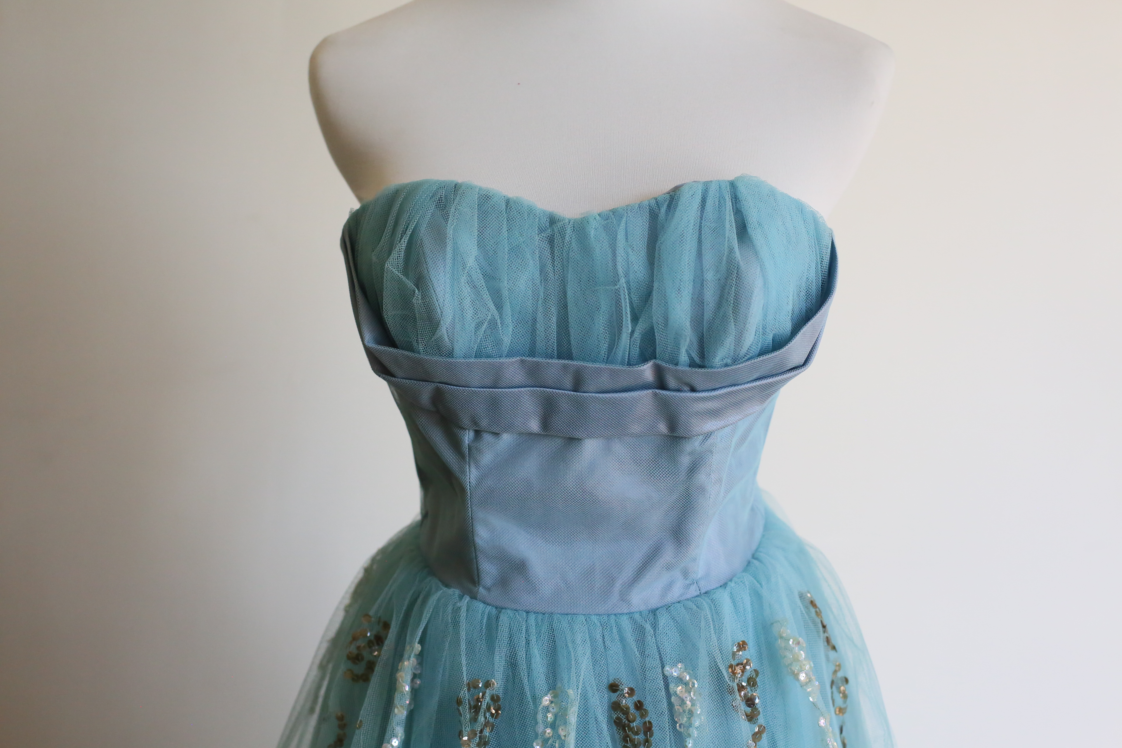 Three Vintage 1950's Baby Blue Tulle Dresses | EBTH
