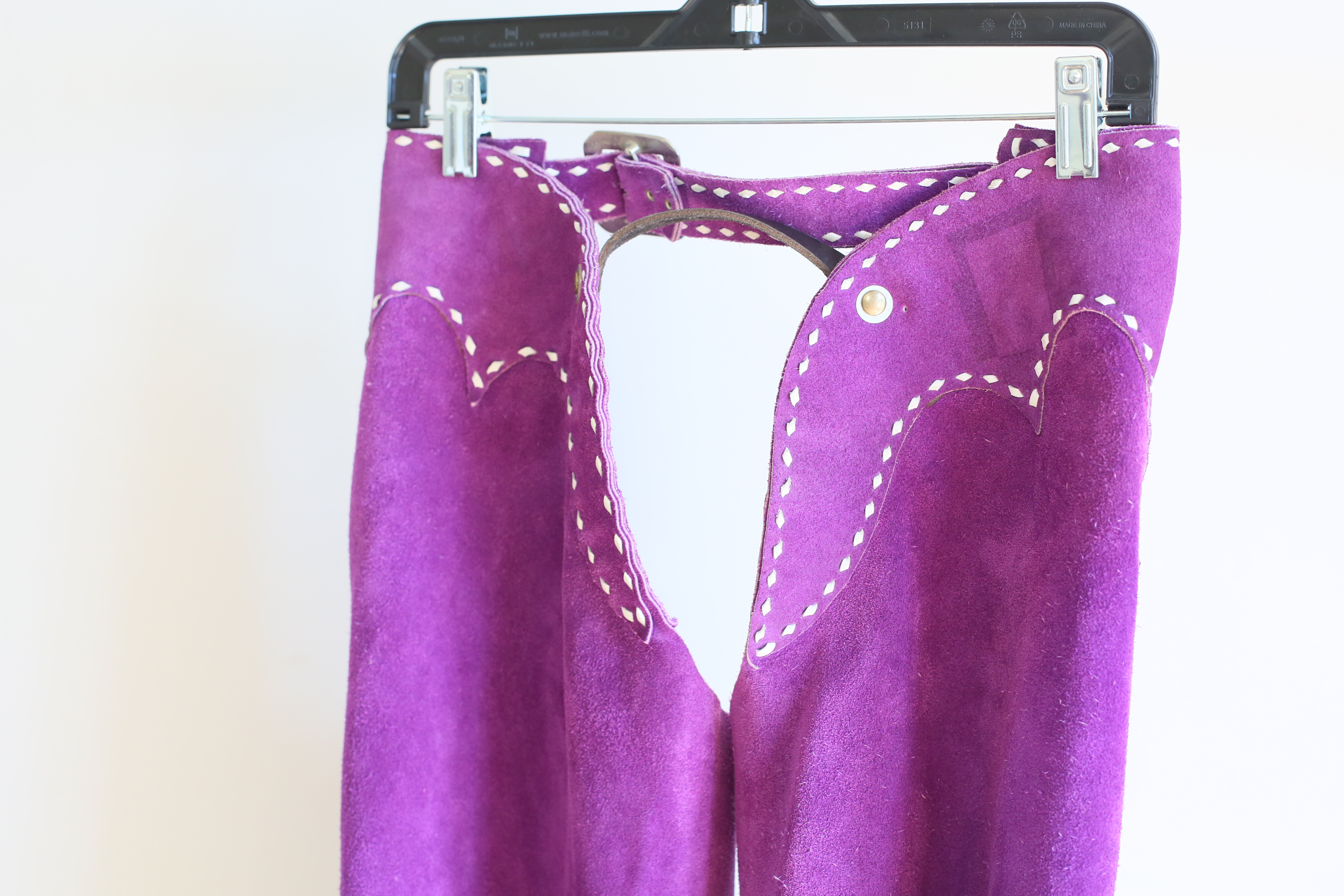 Vintage Leather Purple Suede Chaps | EBTH