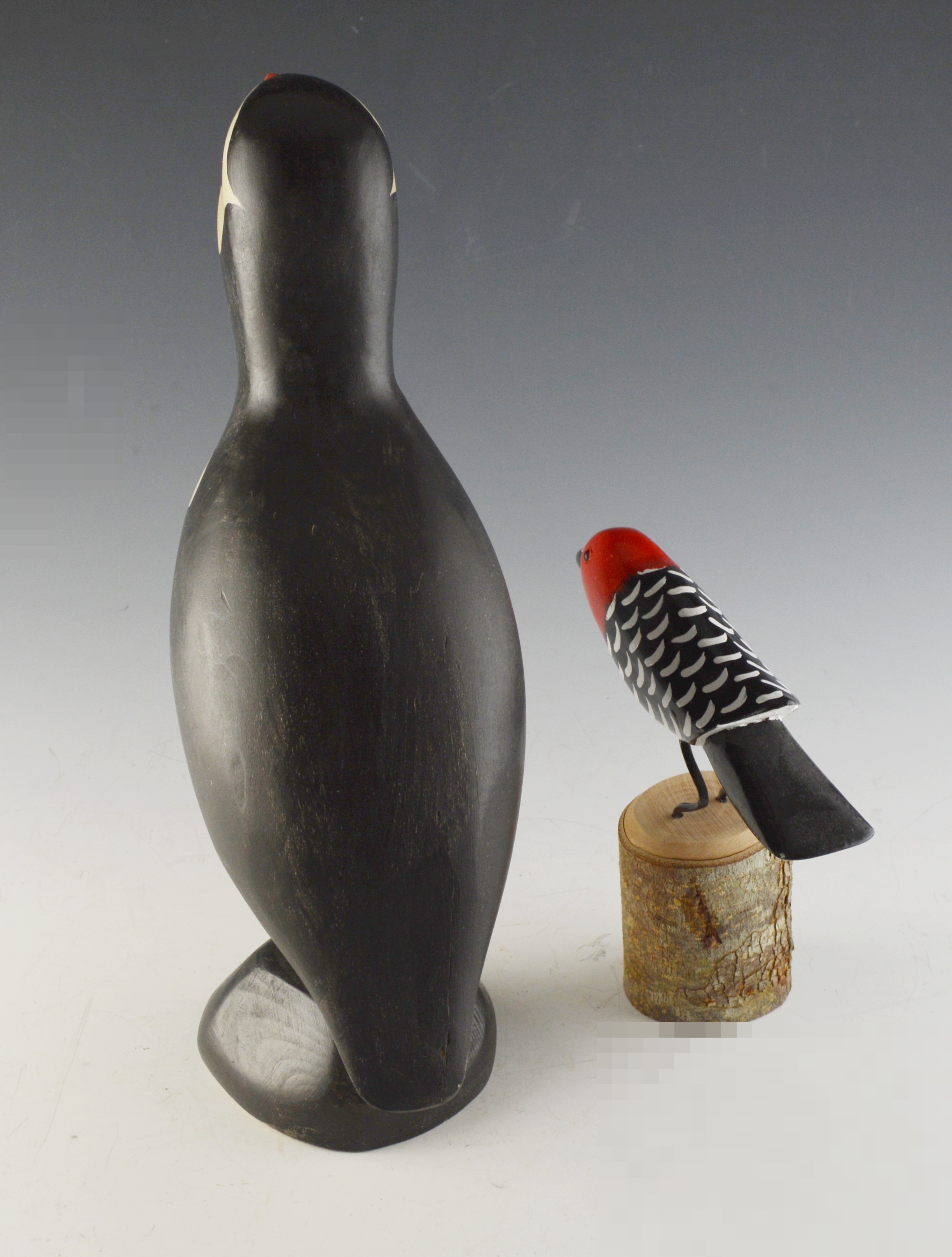 Wood Carved Puffin and Woodpecker Sculptures | EBTH