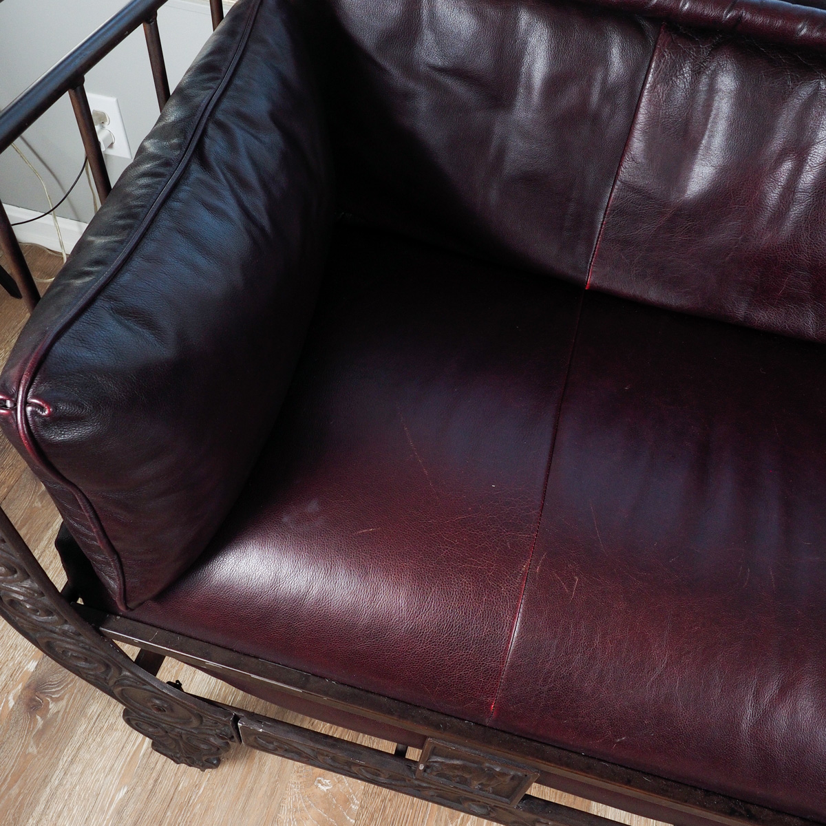 Chocolate Leather "Ernest Hemingway" Iron Sofa By Thomasville | EBTH