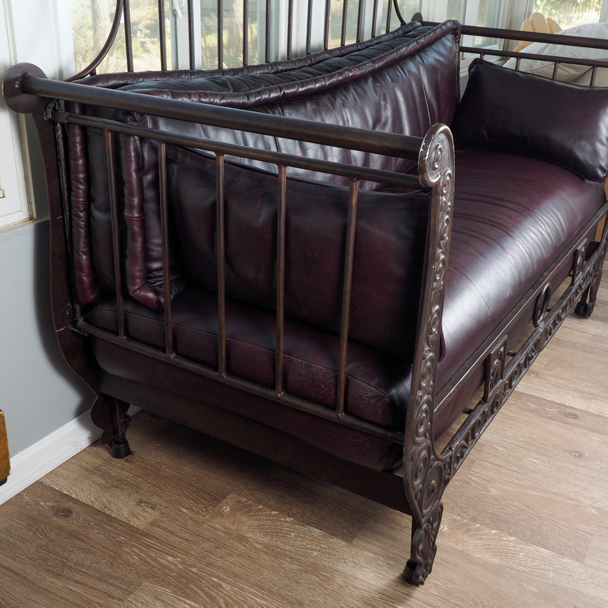 Chocolate Leather "Ernest Hemingway" Iron Sofa By Thomasville | EBTH