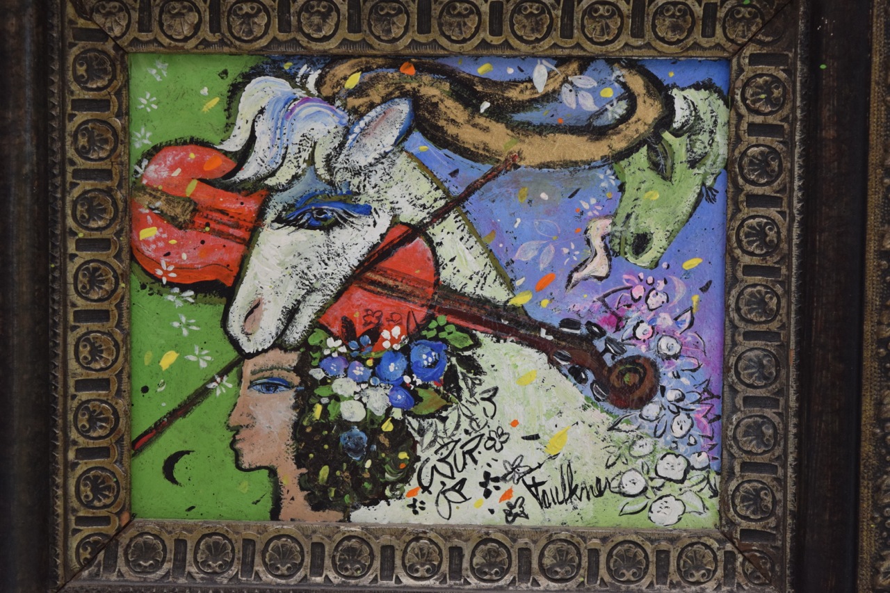 Henry Faulkner Original Oil Painting "Girl, Goat and Violin" | EBTH