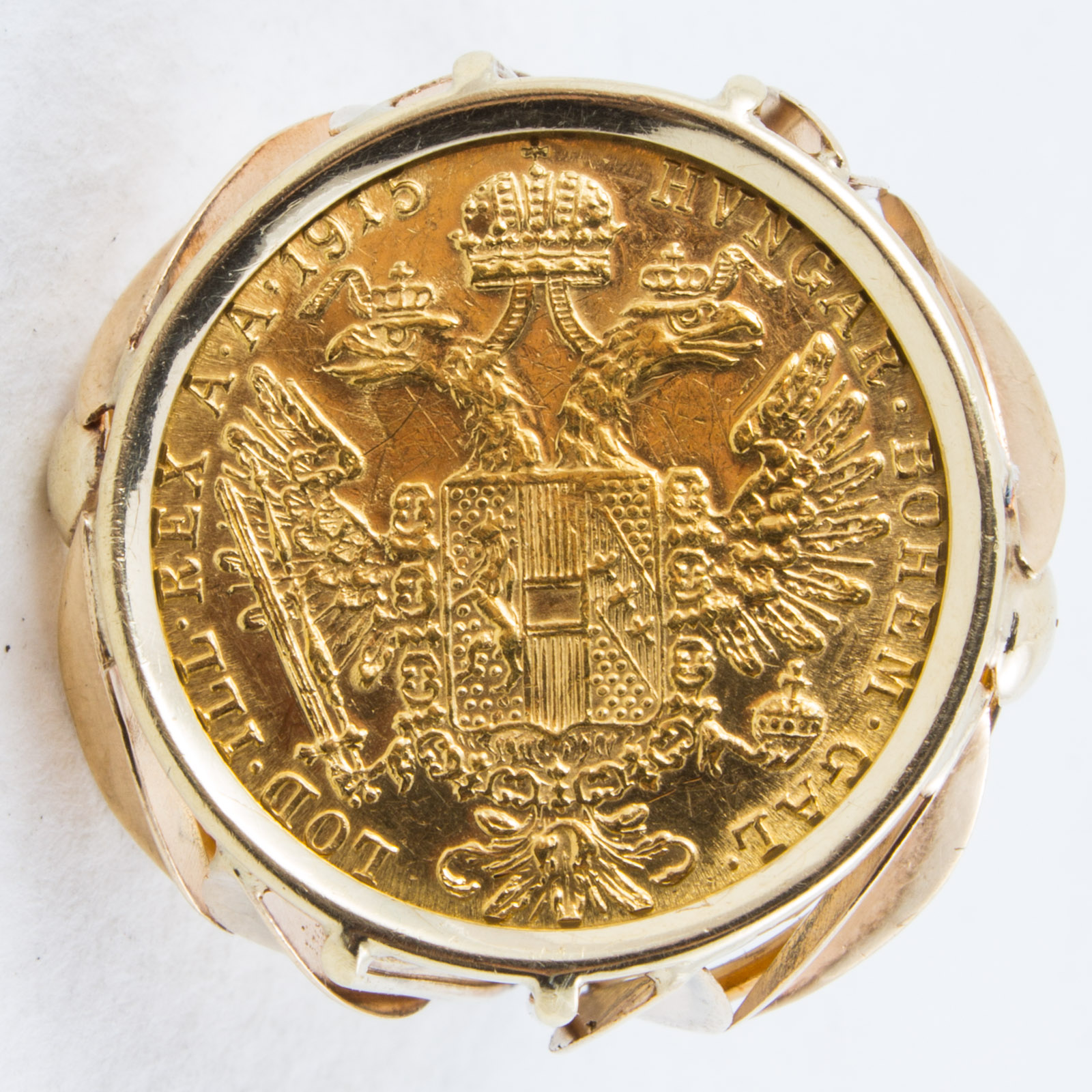 Gold 1915 Austrian One Ducat Coin Ring | EBTH