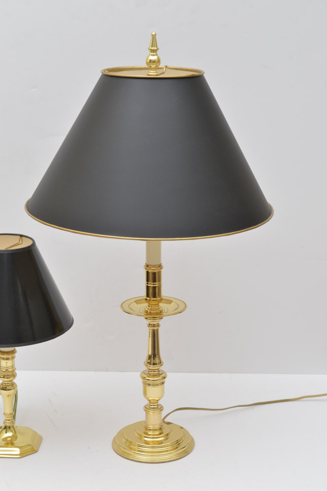 Pair of Baldwin Brass Candlestick Lamps | EBTH