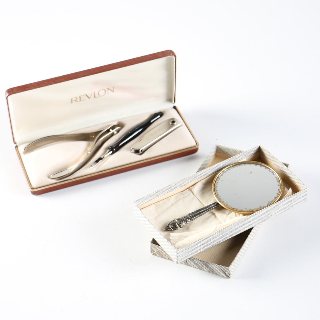 Vintage Hand Mirror and Revlon Manicure Set | EBTH