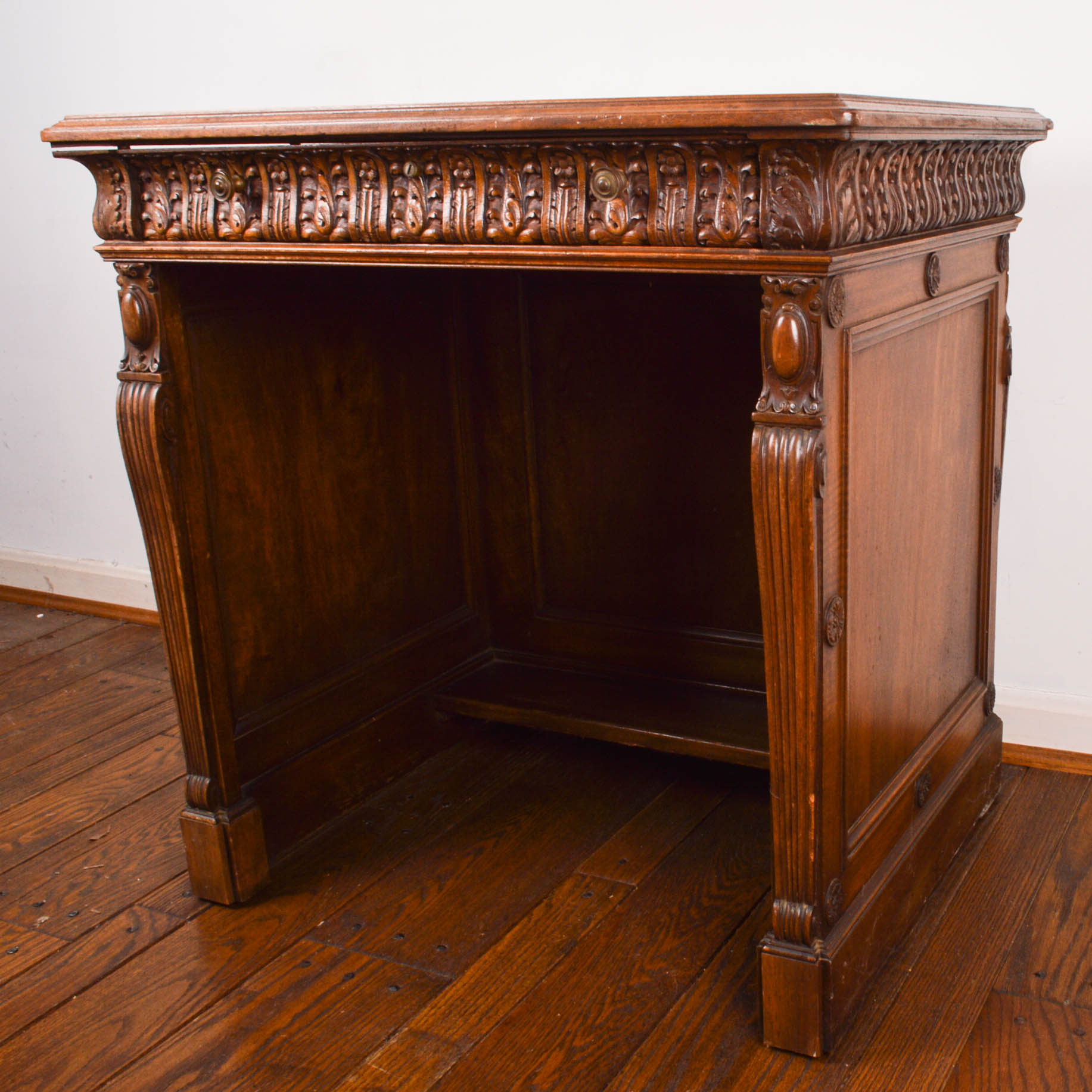 Antique Walnut Ornate Writing Desk | EBTH