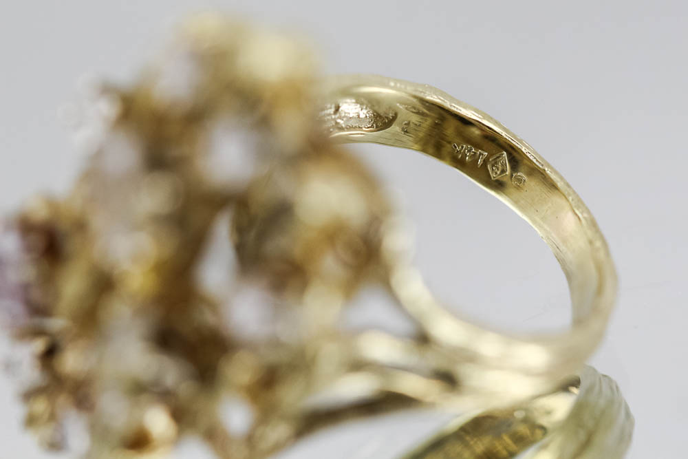 14K Yellow Gold Diamond Cocktail Ring | EBTH