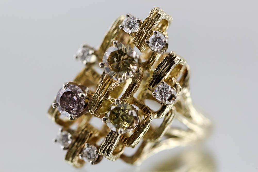 14K Yellow Gold Diamond Cocktail Ring | EBTH