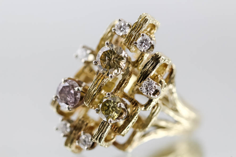 14K Yellow Gold Diamond Cocktail Ring | EBTH