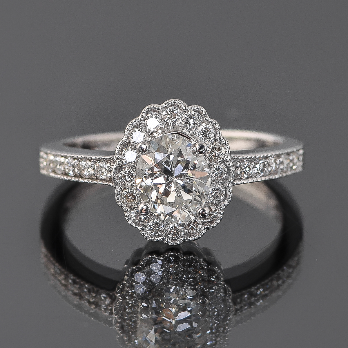 18K White Gold and 1.52 CTW Diamond Milgrain Engagement Ring | EBTH