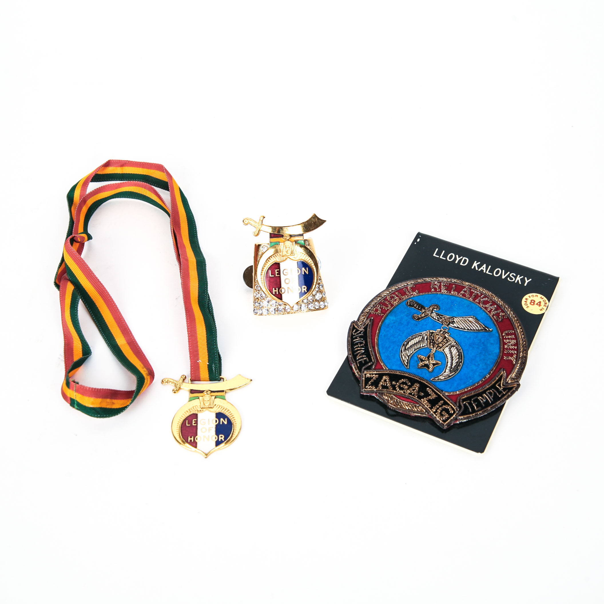 Masonic Shriner Patch, Pin, and Medallion on Ribbon | EBTH