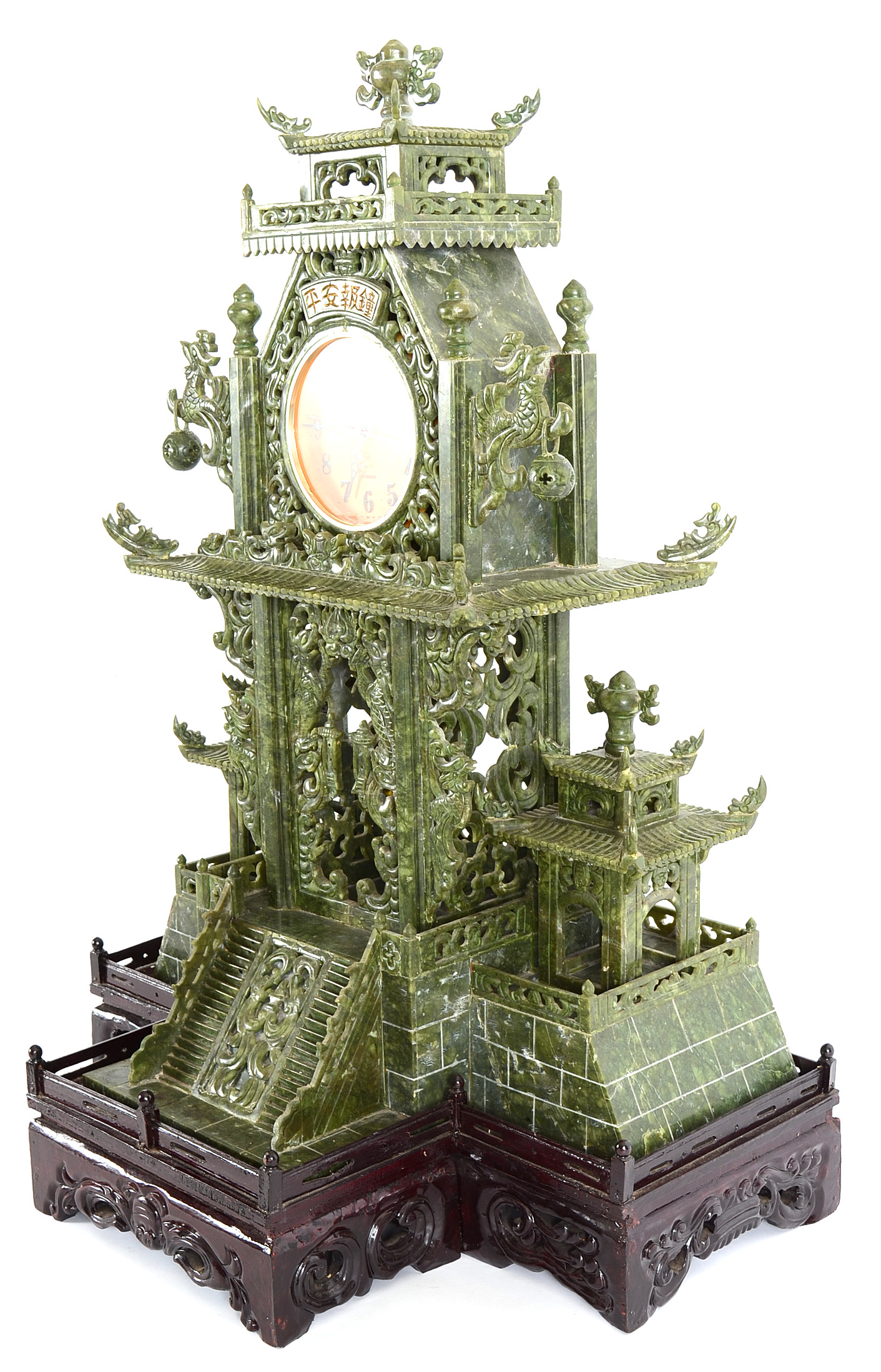 Large Chinese Serpentine Temple Clock | EBTH