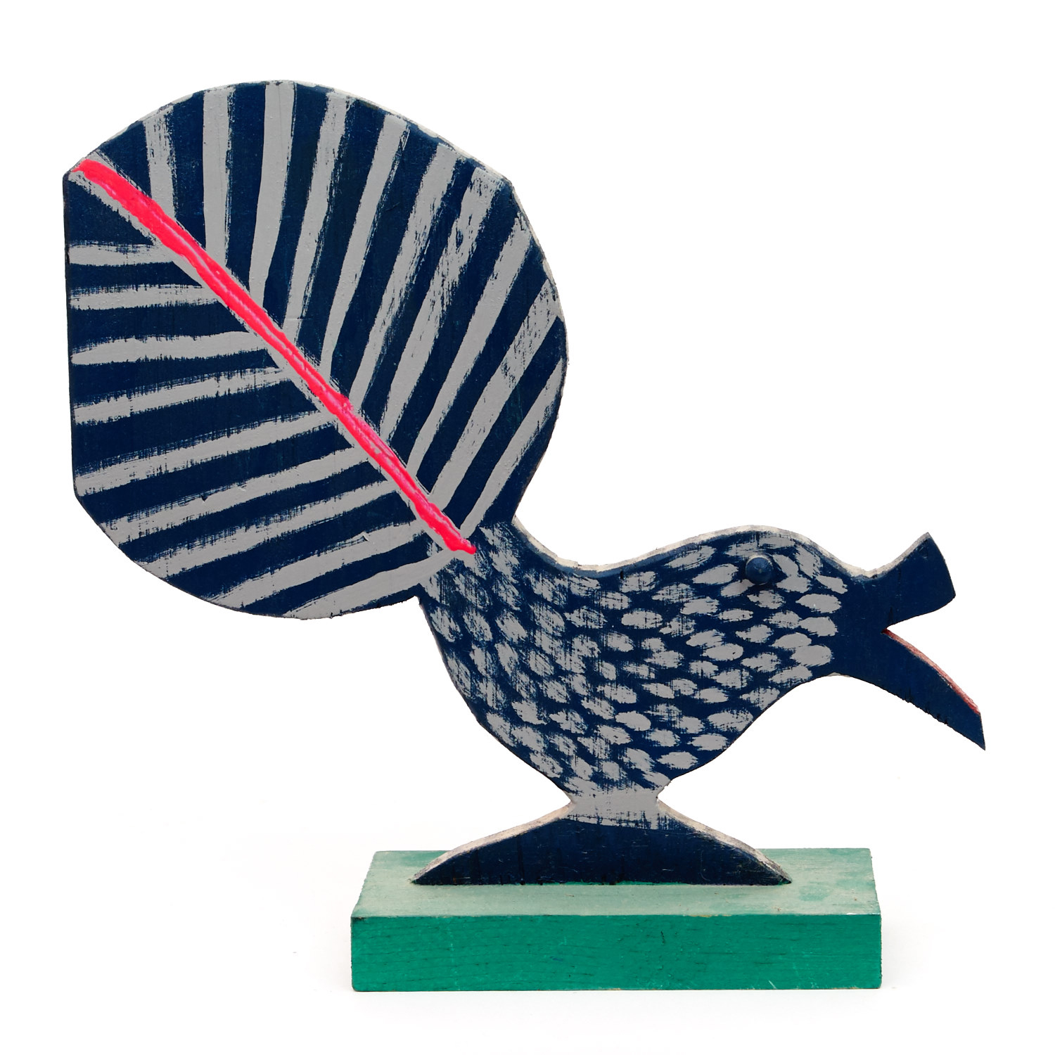 Marvin Finn Folk Art Navy Blue Bird Sculpture (1988) | EBTH