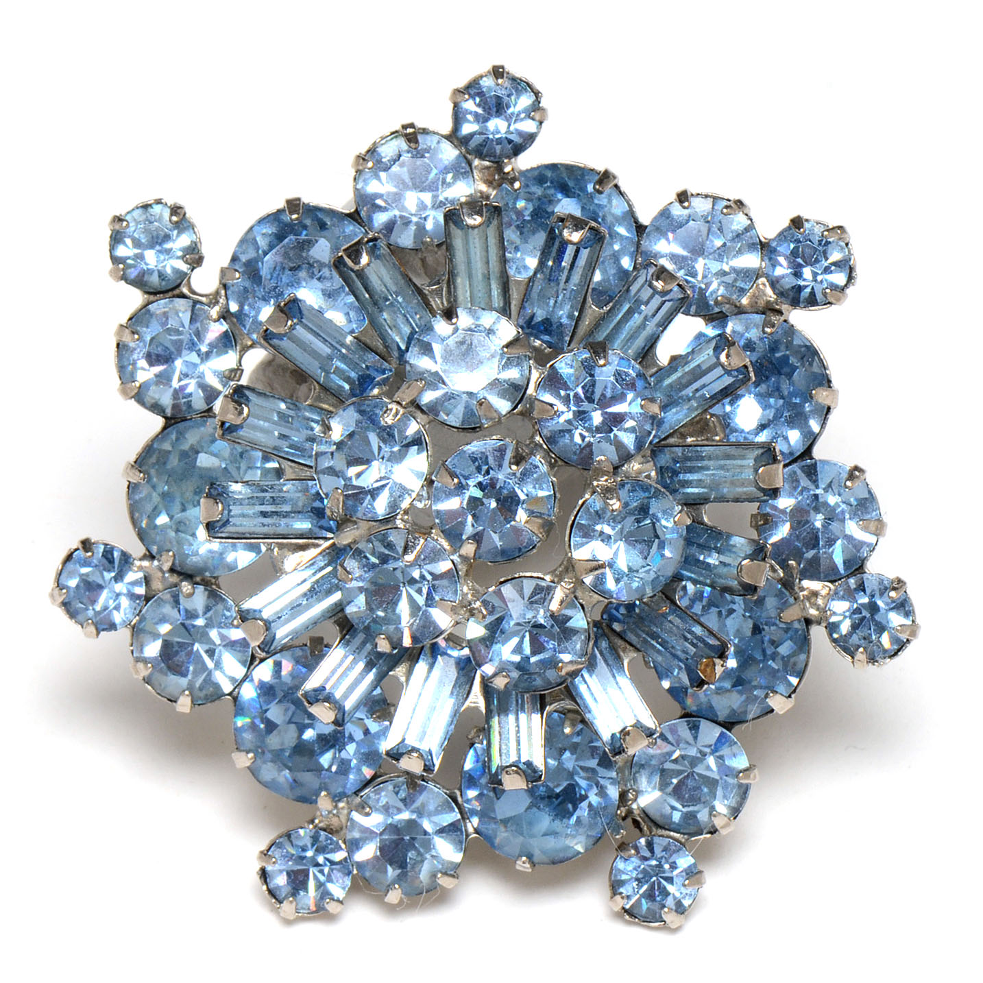 Vintage Weiss Blue Rhinestone Brooch | EBTH
