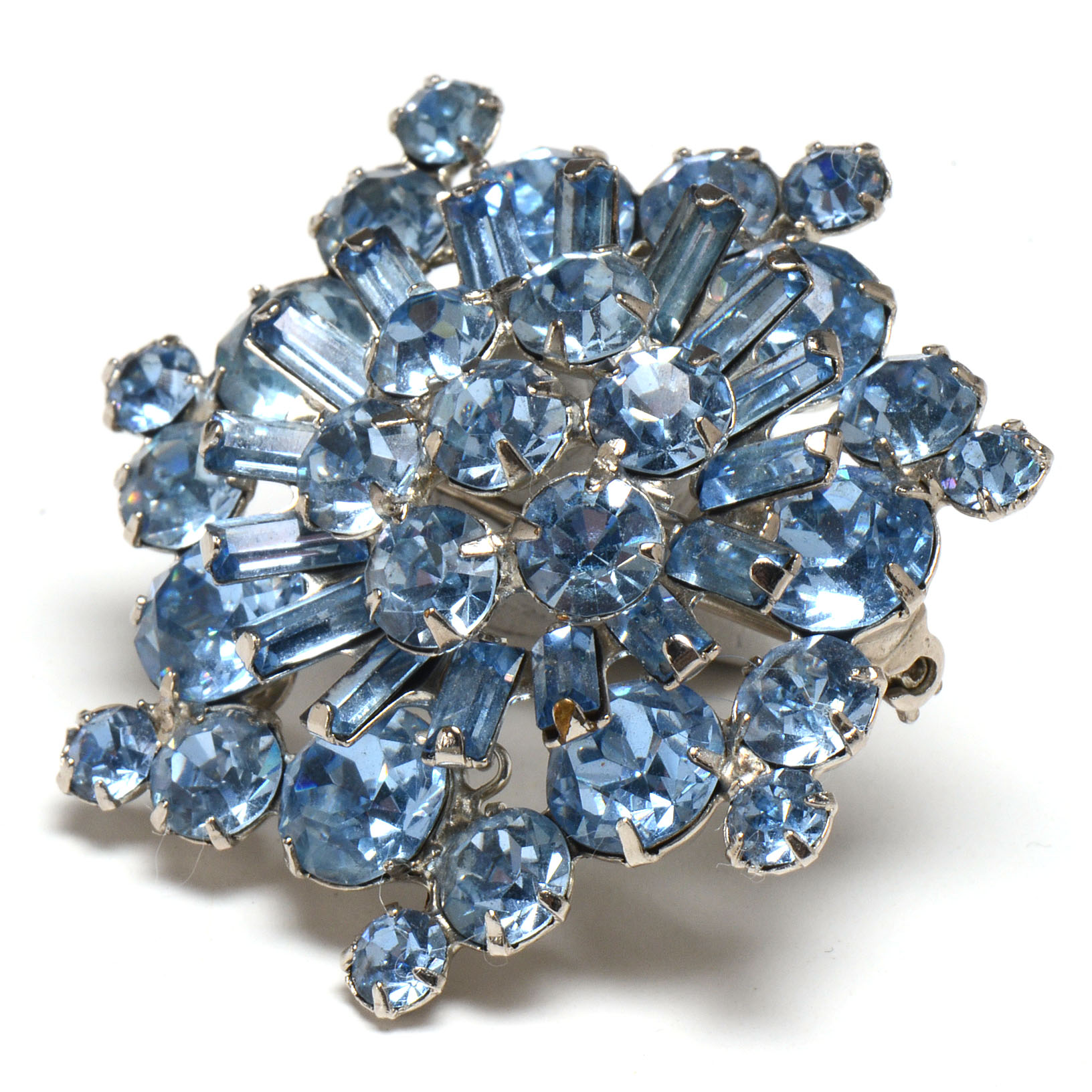 Vintage Weiss Blue Rhinestone Brooch | EBTH