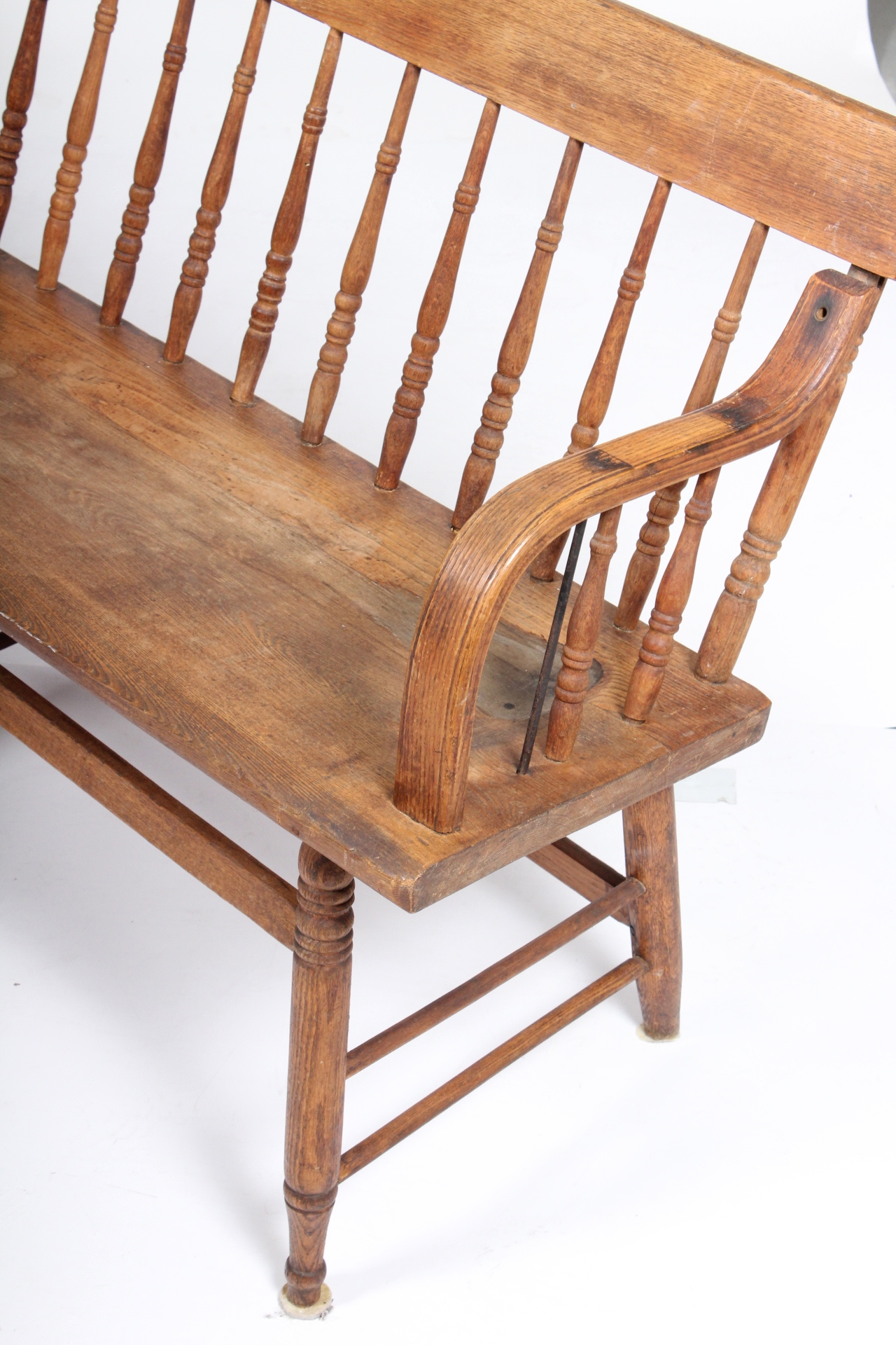 Antique Oak Train Station Bench | EBTH