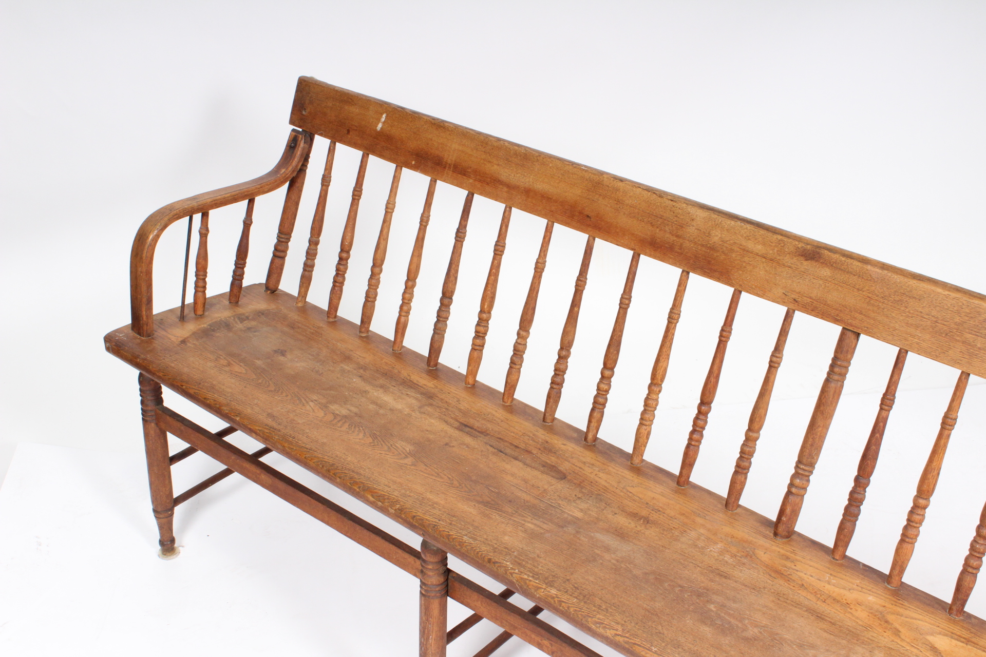 Antique Oak Train Station Bench | EBTH