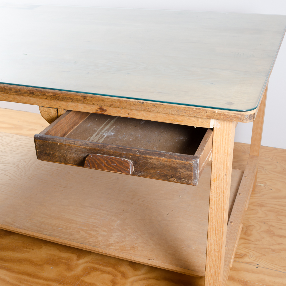 Vintage Mission Style Oak Work Table | EBTH