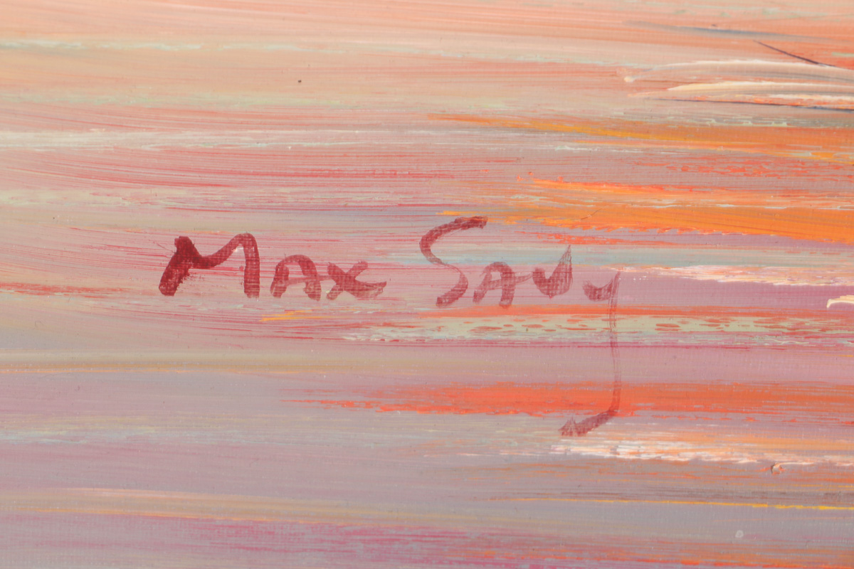 Original Max Savy Oil Painting of a Harbor | EBTH