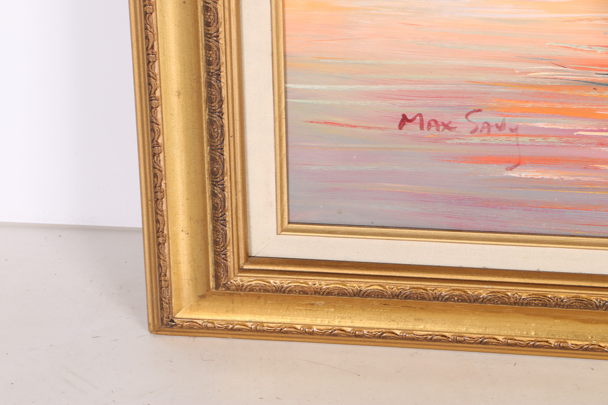 Original Max Savy Oil Painting of a Harbor | EBTH
