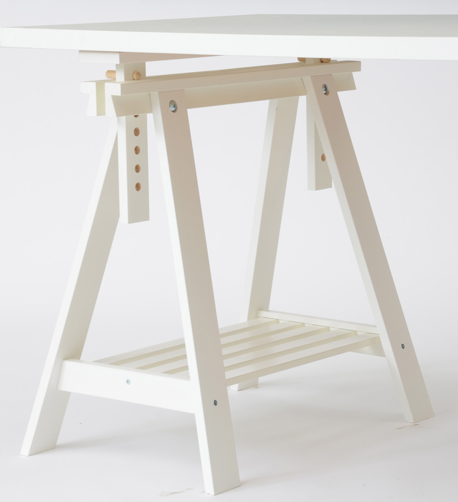 IKEA White Contemporary Drafting Table with Trestle Legs | EBTH