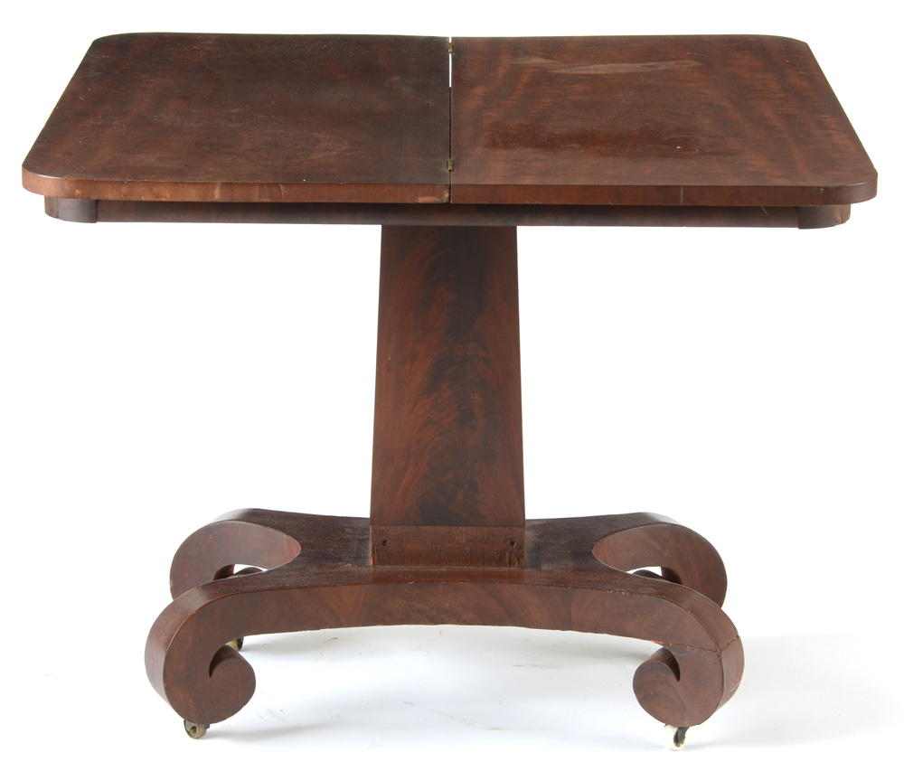 Mahogany Flame Veneered Empire Card Table | EBTH