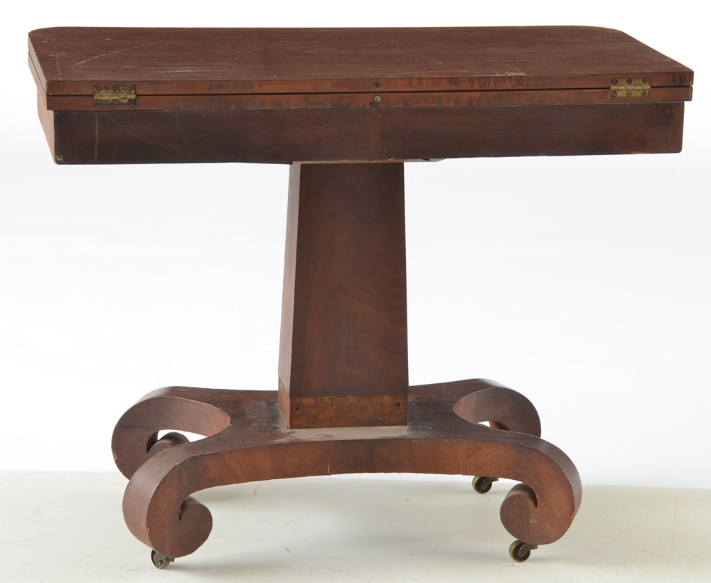 Mahogany Flame Veneered Empire Card Table | EBTH