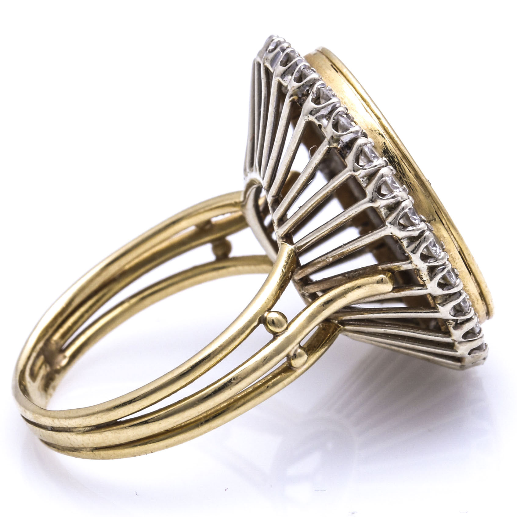 14K Yellow Gold Diamond Ring with 22K Gold Quarter Eagle Coin | EBTH