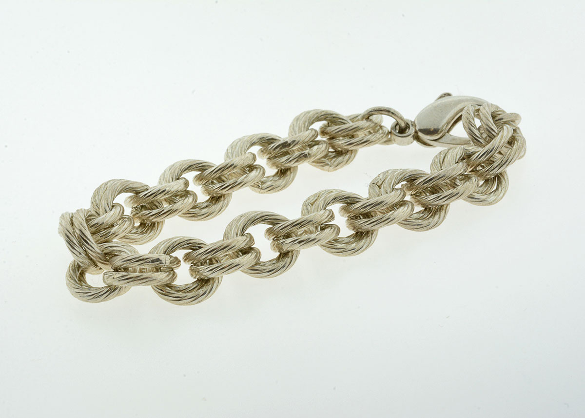 Vintage Sterling Silver Double Twist Chain Bracelet | EBTH