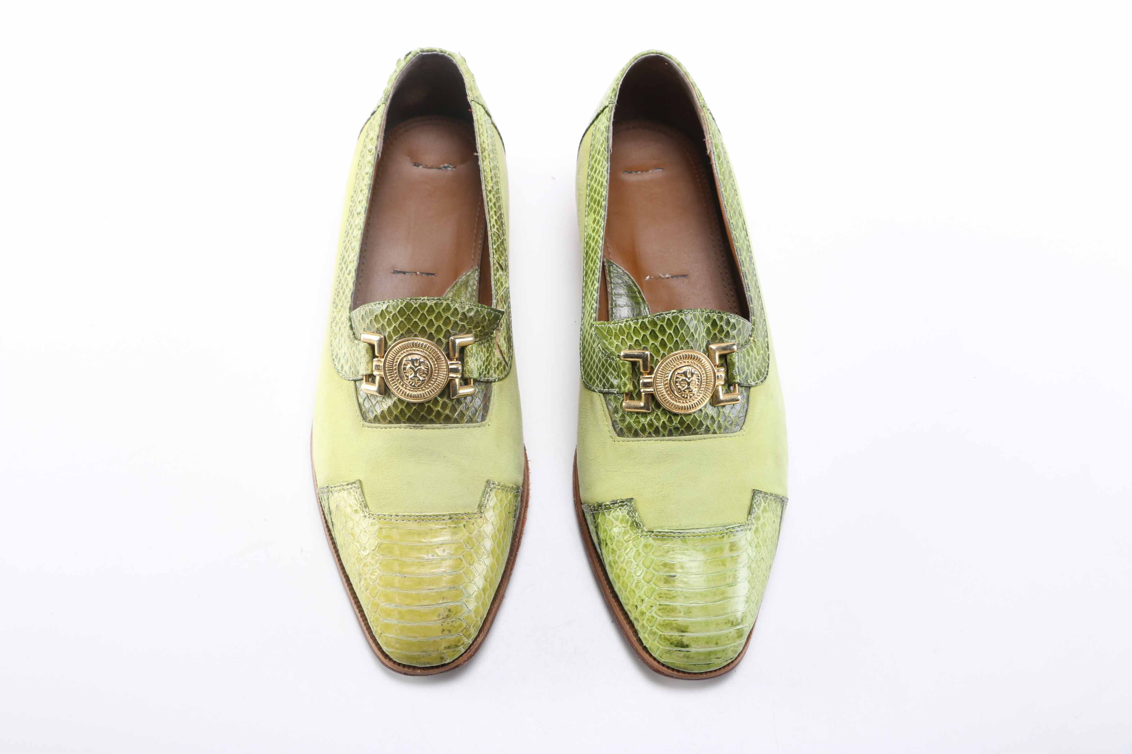 Men's Green Snakeskin Loafers | EBTH