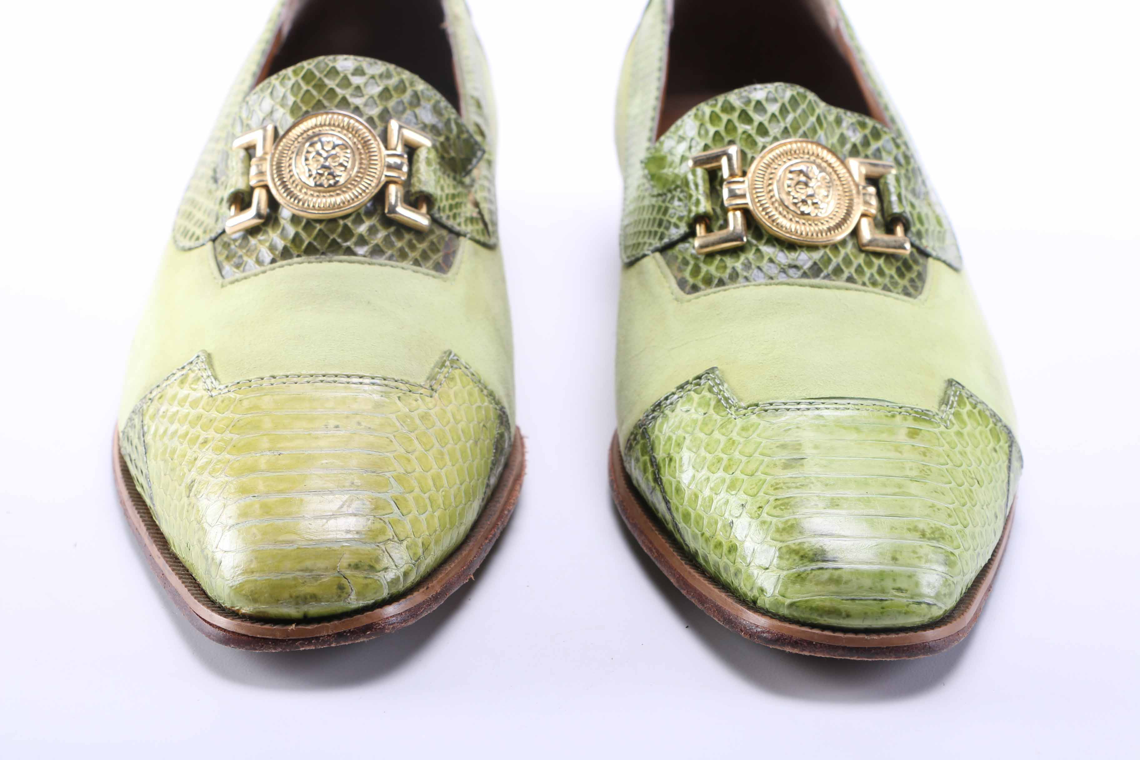 Men's Green Snakeskin Loafers | EBTH