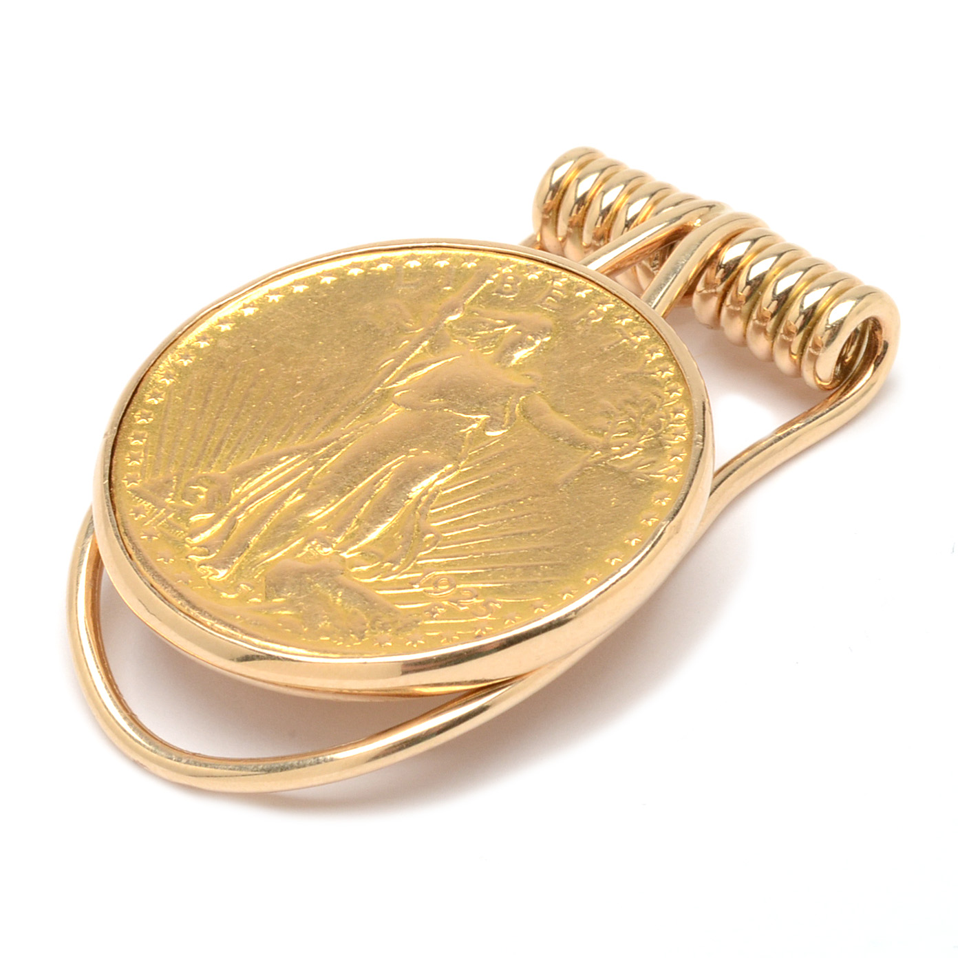 14K Yellow Gold Money Clip with 1925 Saint-Gaudens $20 Gold Coin | EBTH