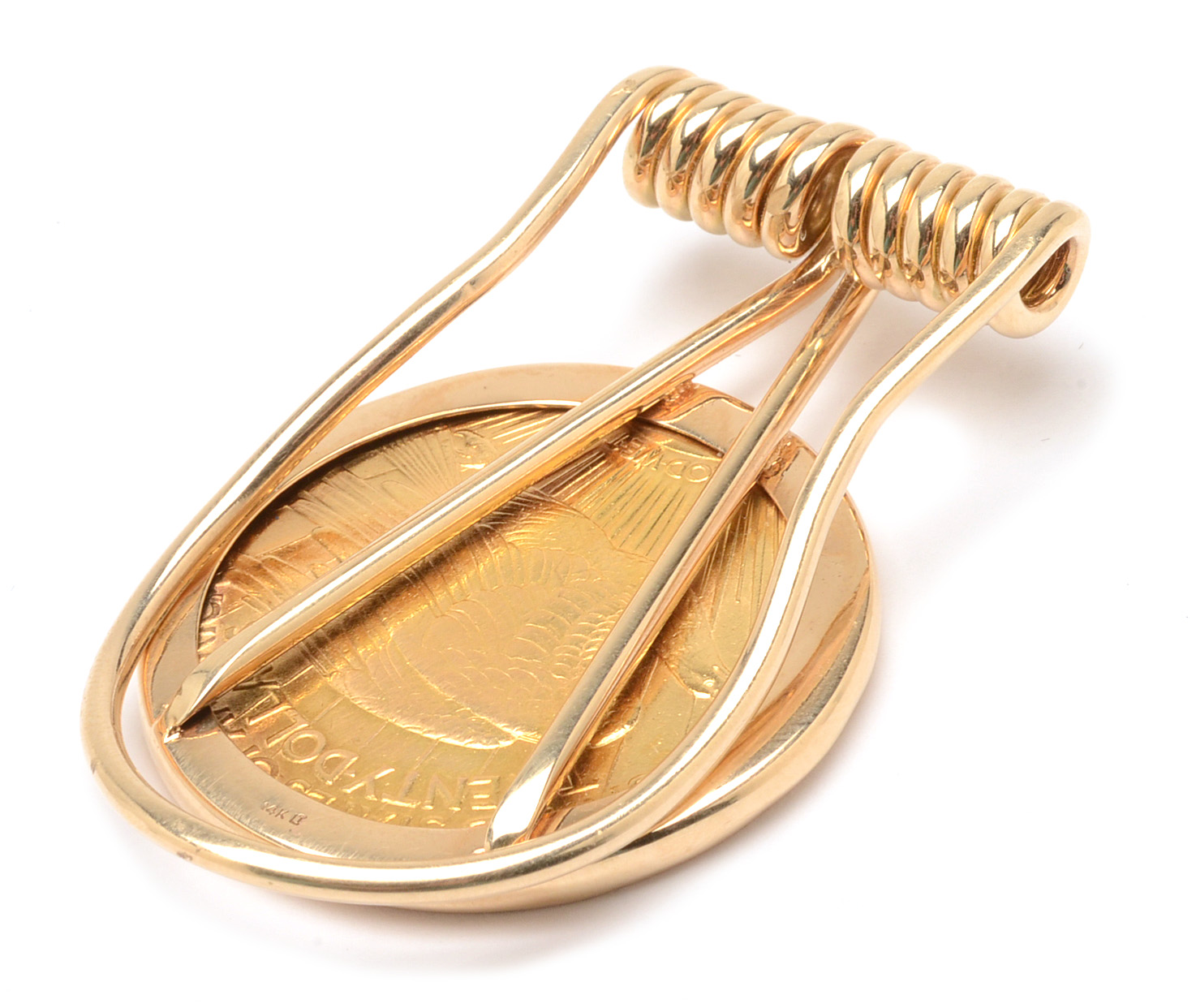 14K Yellow Gold Money Clip with 1925 Saint-Gaudens $20 Gold Coin | EBTH