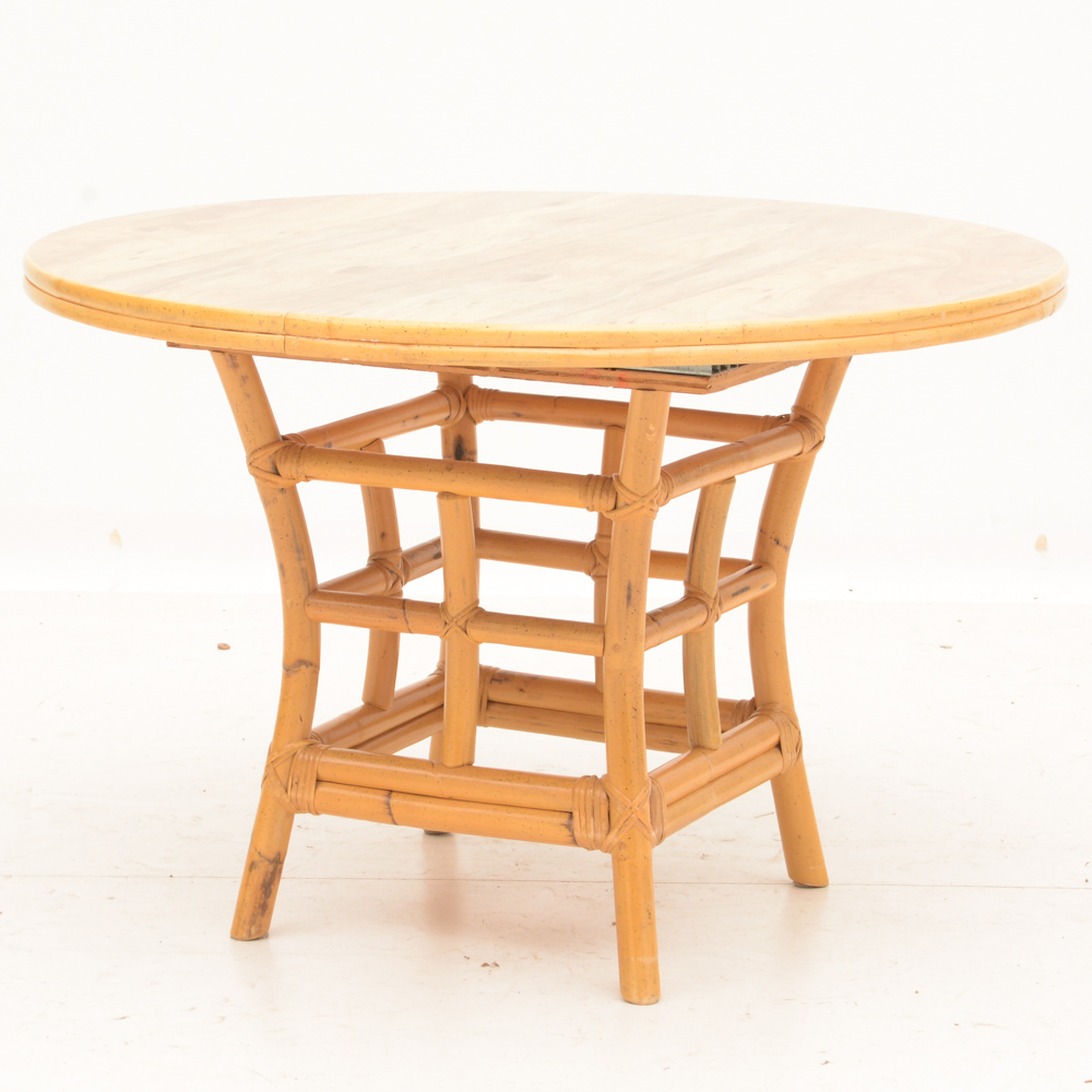 Circular Extendable Rattan Dining Table and Chairs | EBTH
