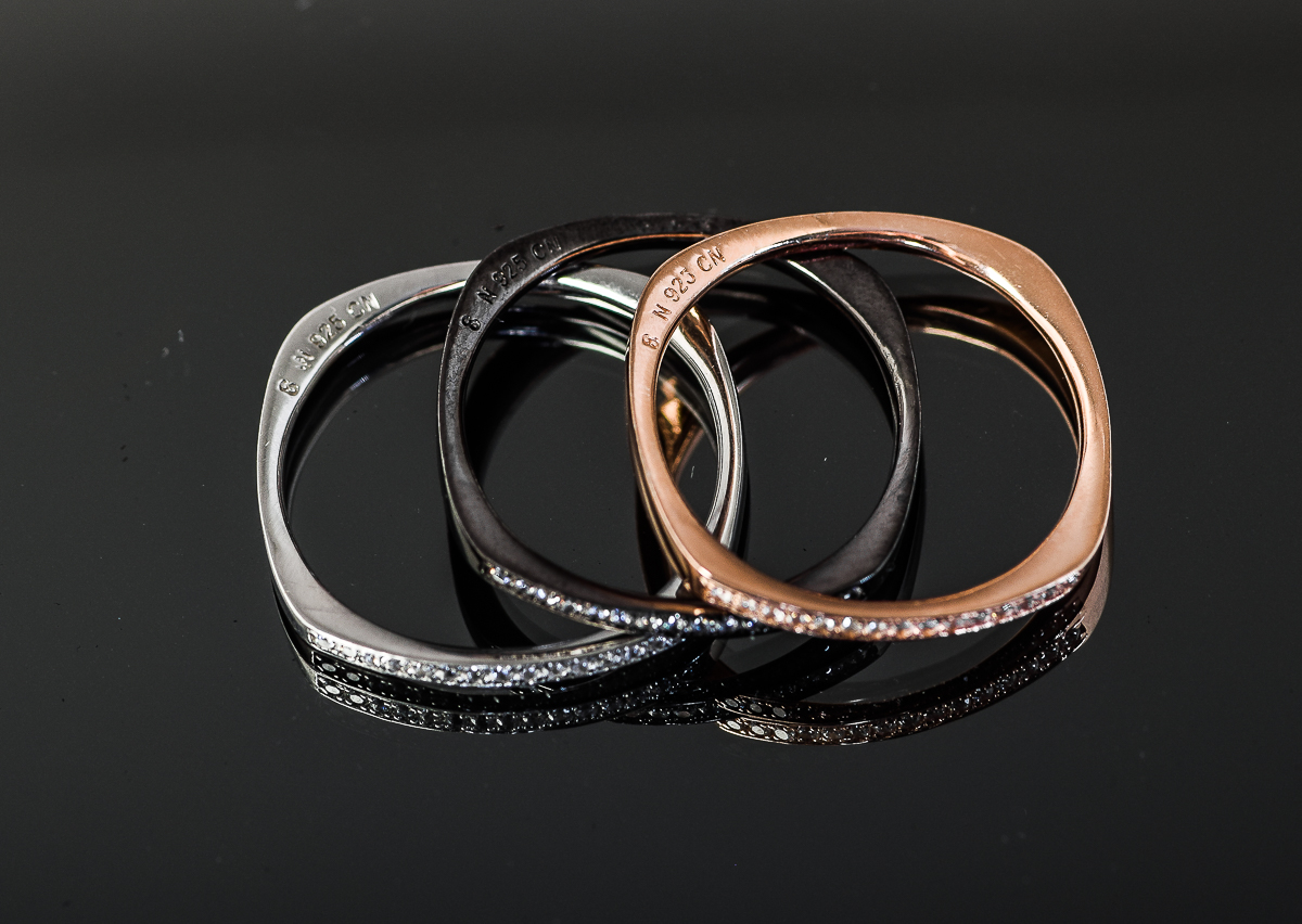 Set of Tri-Color Sterling Silver Euro-Style Stacking Rings | EBTH