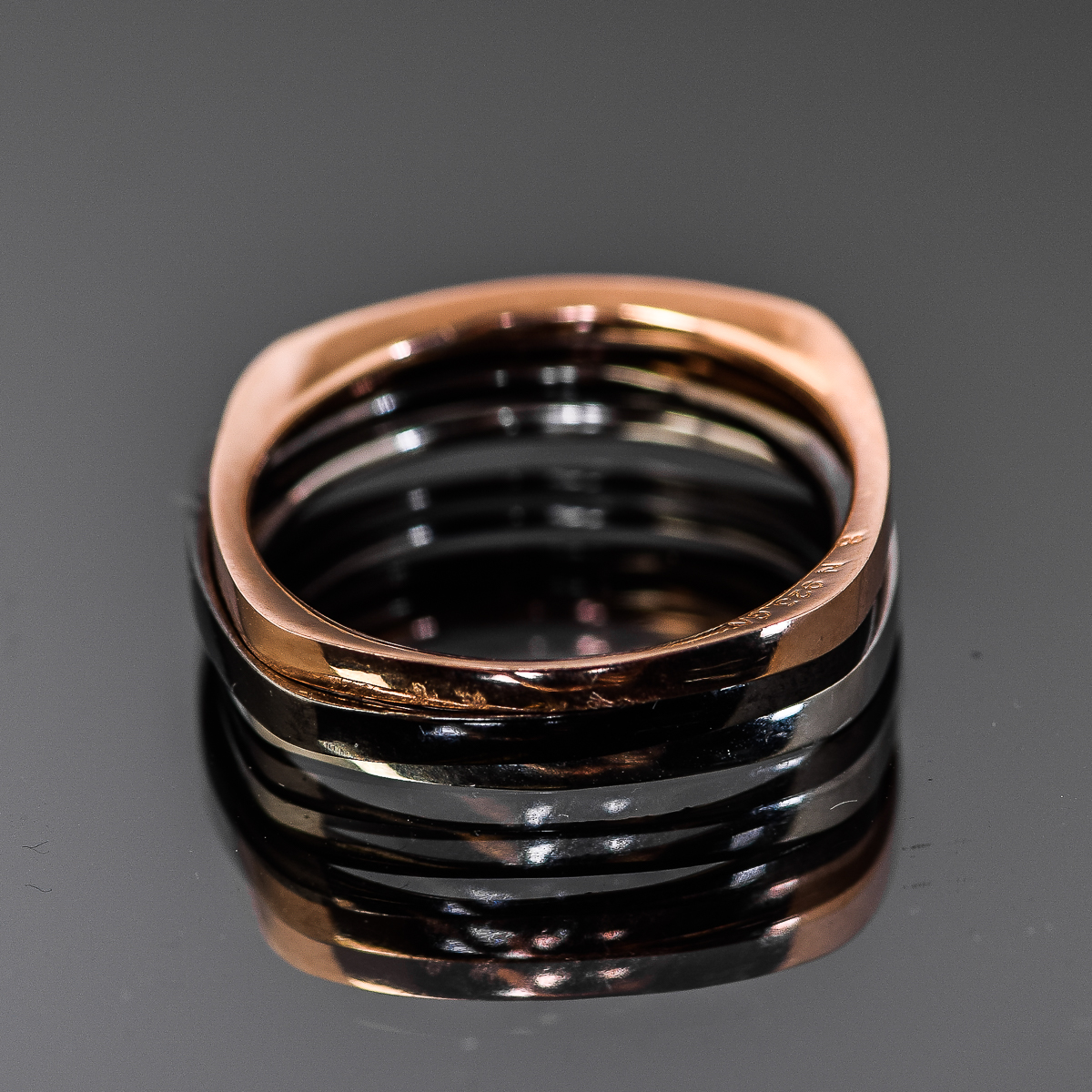 Set of Tri-Color Sterling Silver Euro-Style Stacking Rings | EBTH