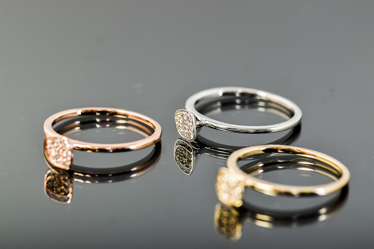 14K Tri-Tone Gold and Diamond Stacking Rings | EBTH