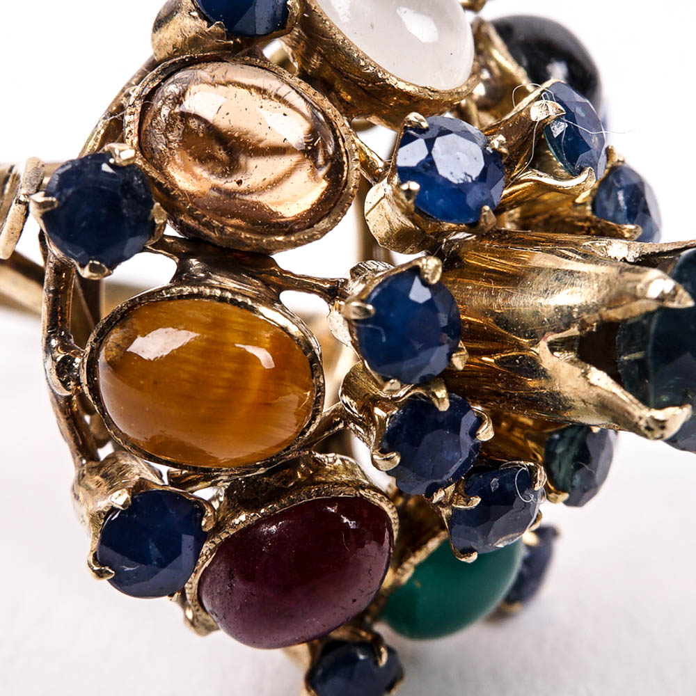 Gold Pagoda Gem Stone Ring | EBTH