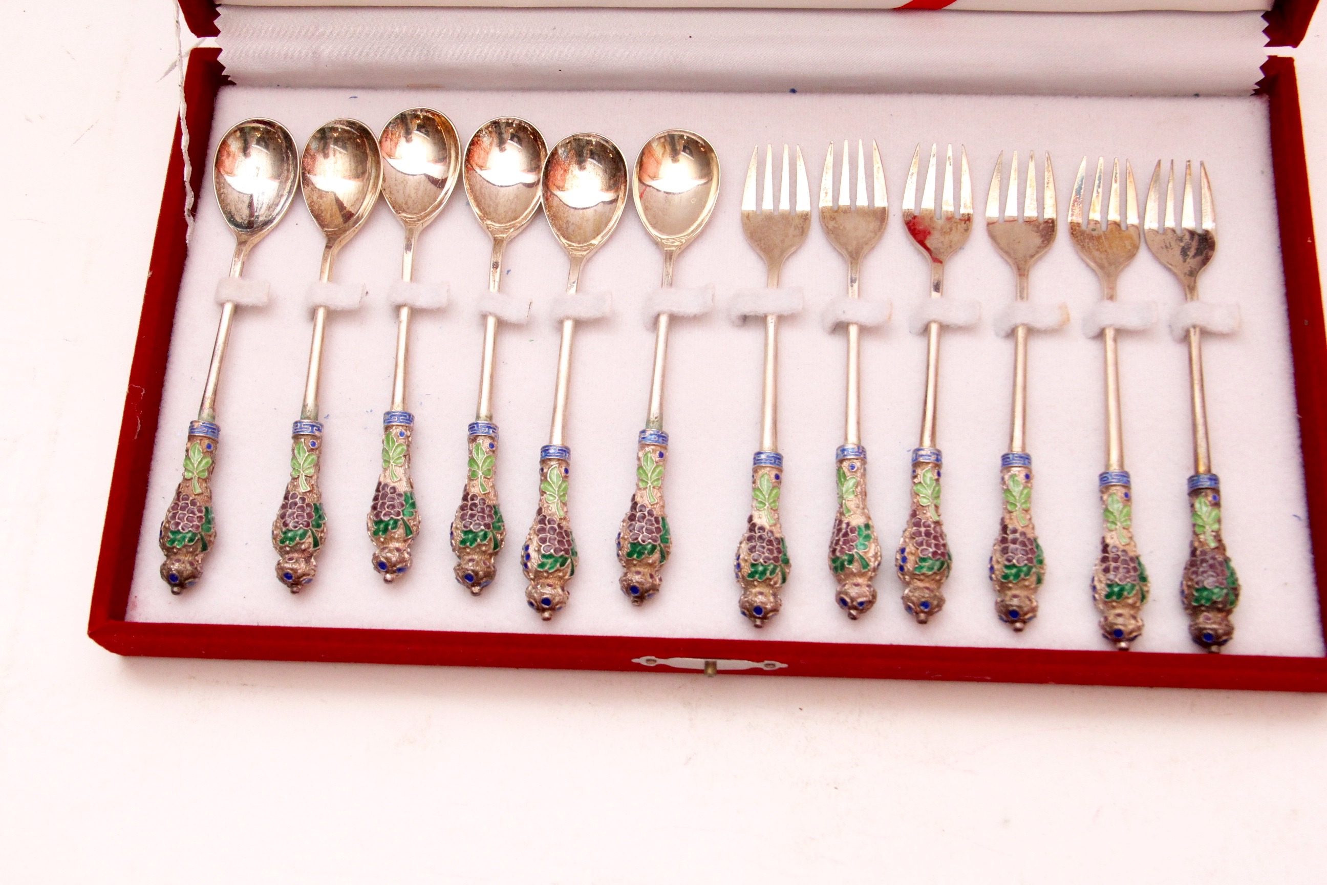 Silver Plate and Enamel Cocktail Flatware | EBTH