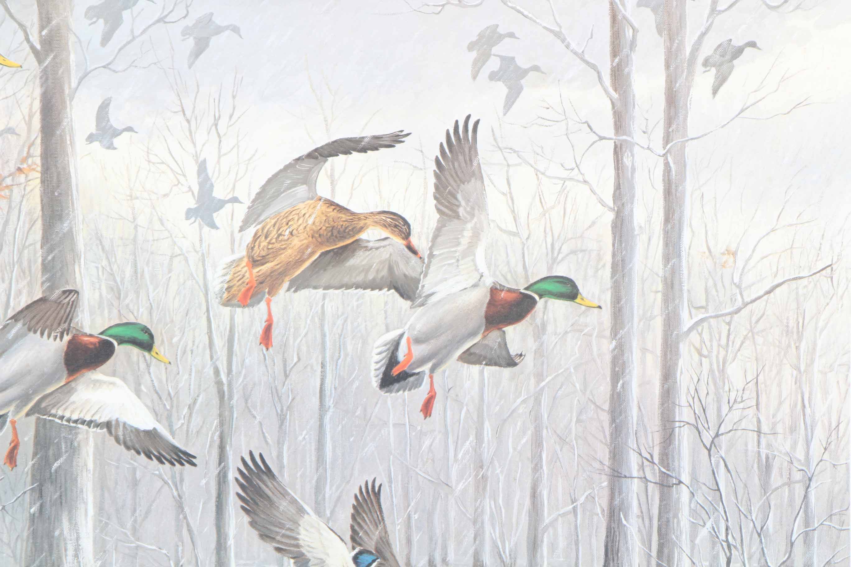 Maynard Reese Limited Edition Offset Lithograph "The Snowstorm Mallards ...