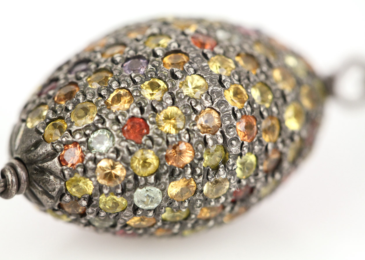 Oxidized Sterling Silver, Diamond, and Multi-Colored Sapphire and Topaz ...