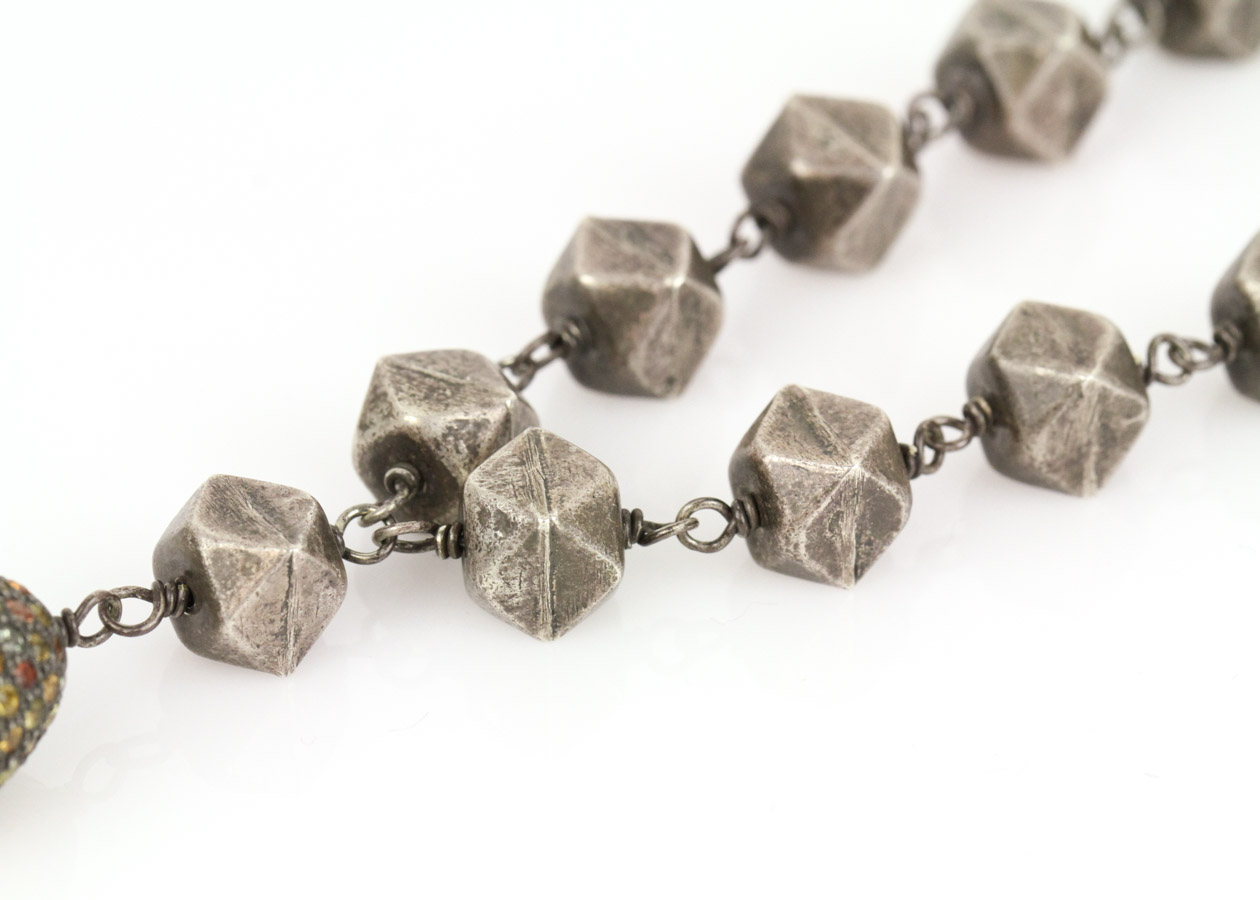 Oxidized Sterling Silver, Diamond, and Multi-Colored Sapphire and Topaz ...