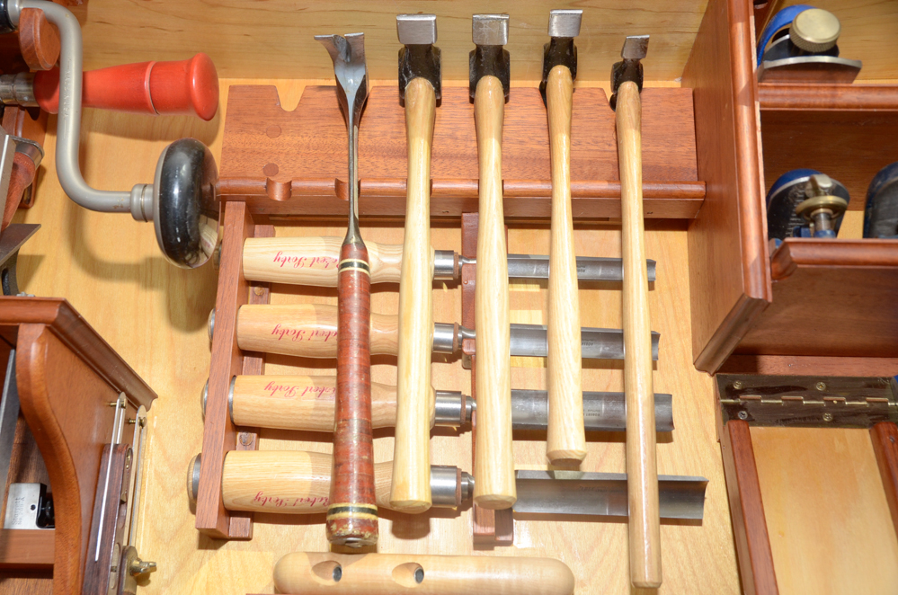 Custom Made Wall-Mounted Tool Cabinet with Hand Tools | EBTH