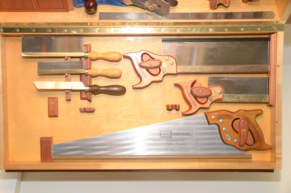 Custom Made Wall-Mounted Tool Cabinet with Hand Tools | EBTH