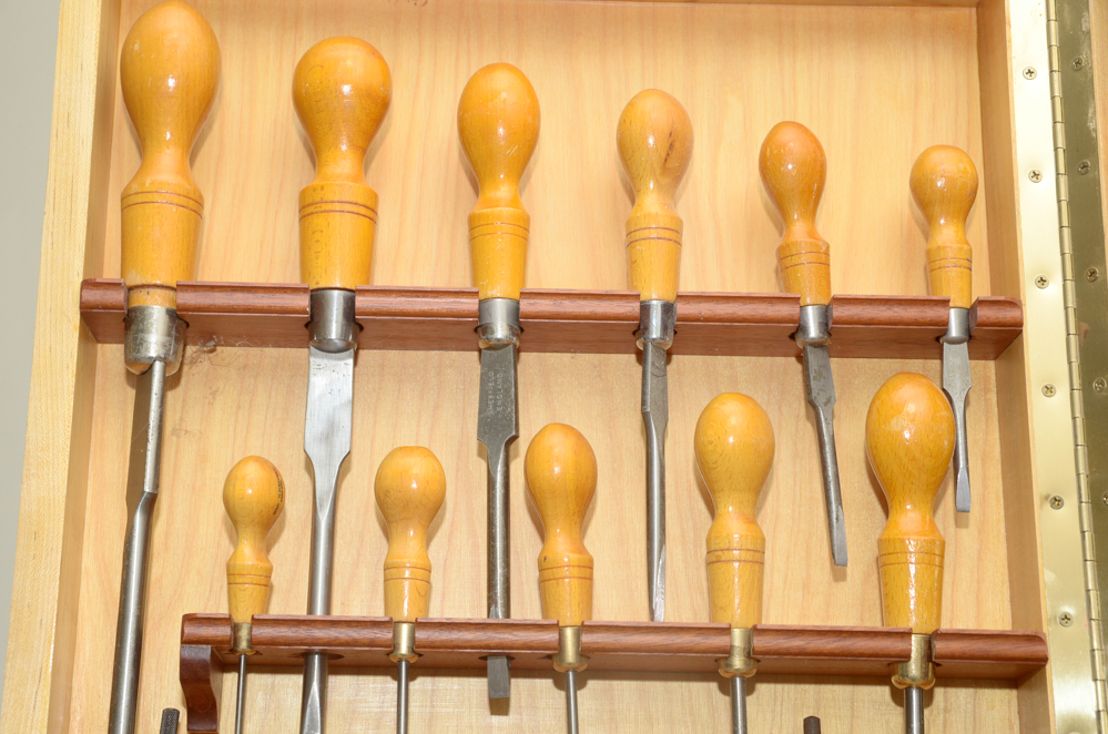 Custom Made Wall-Mounted Tool Cabinet with Hand Tools | EBTH