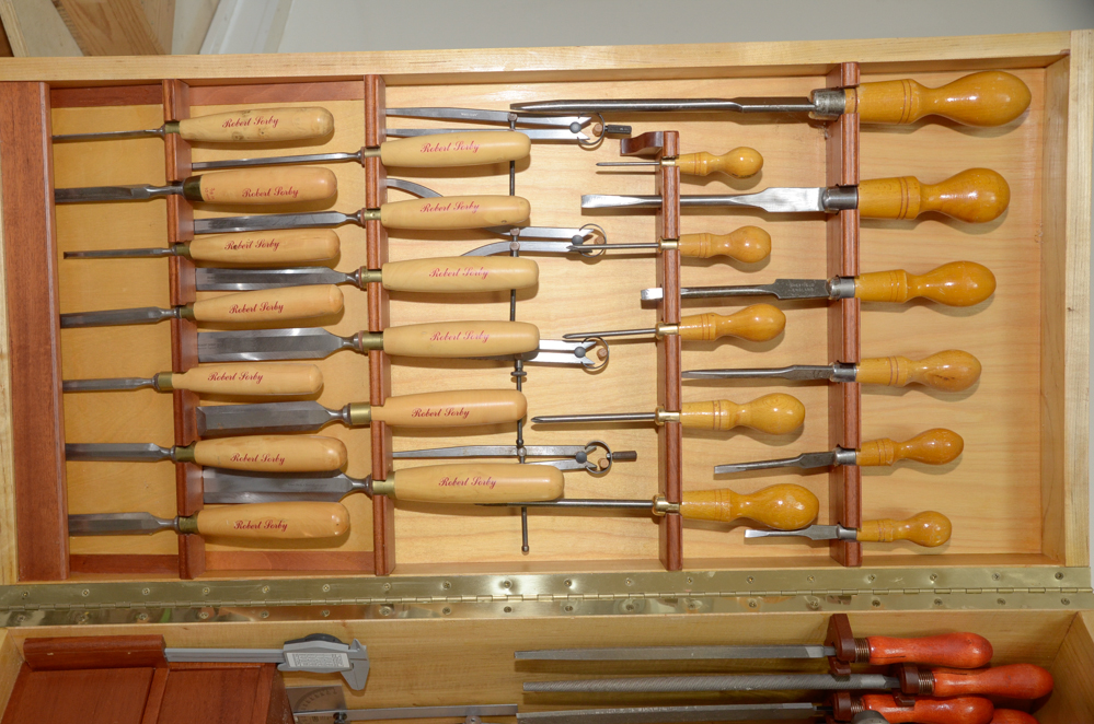 Custom Made Wall-Mounted Tool Cabinet with Hand Tools | EBTH